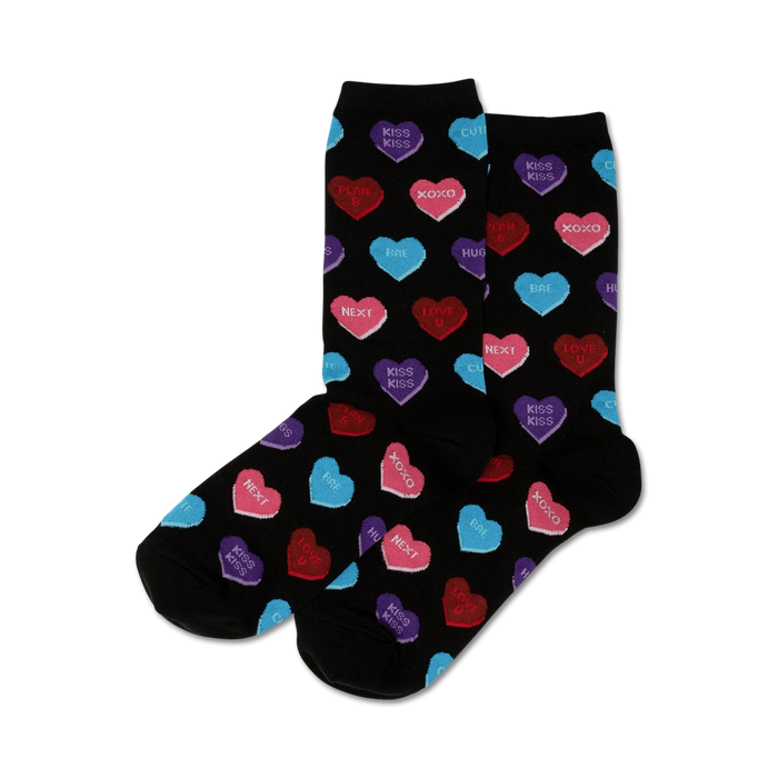 "Candy Heart" Cotton Crew Socks by Hot Sox - Women – Great Sox