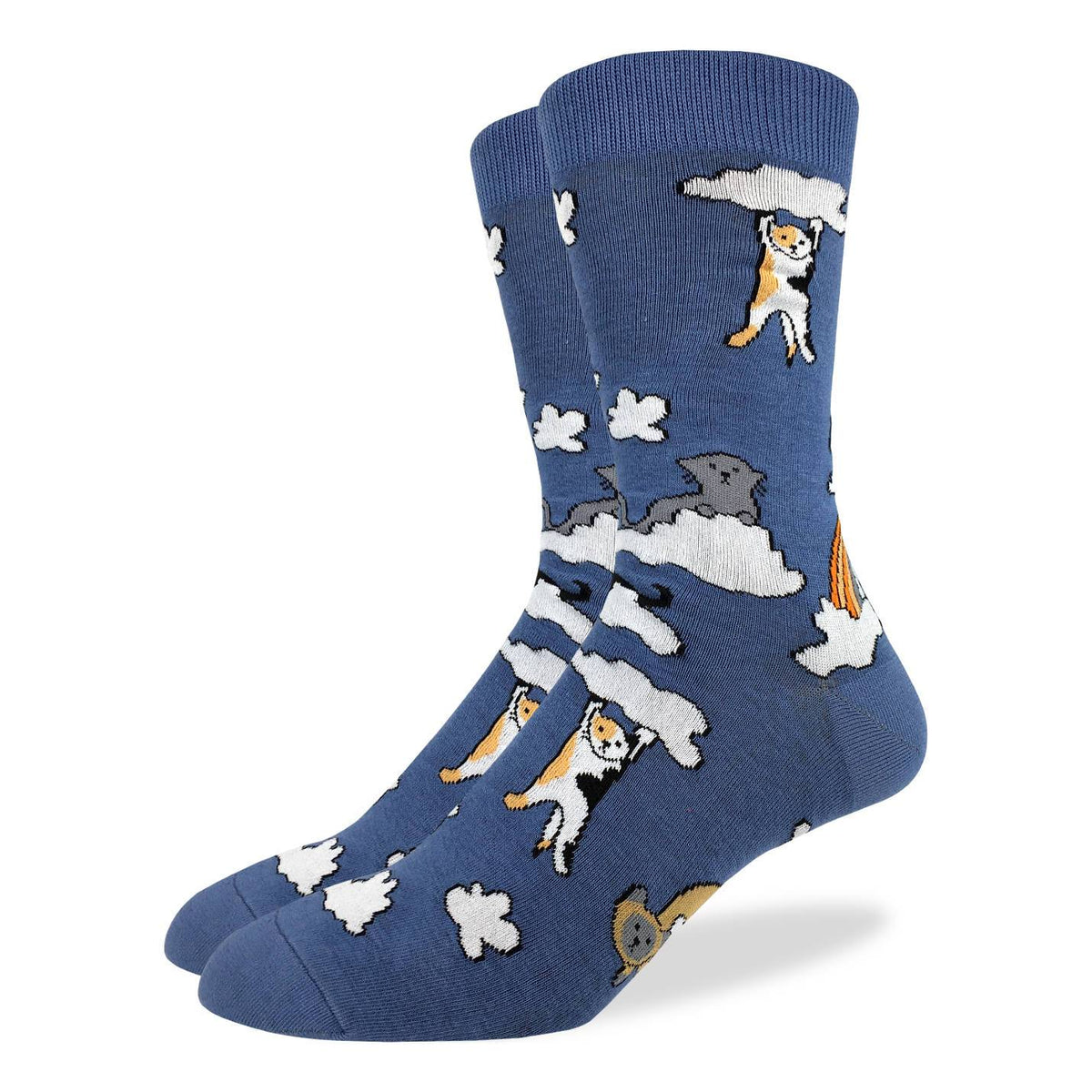 "Cloud Cats" Cotton Crew Socks by Good Luck Sock – Great Sox