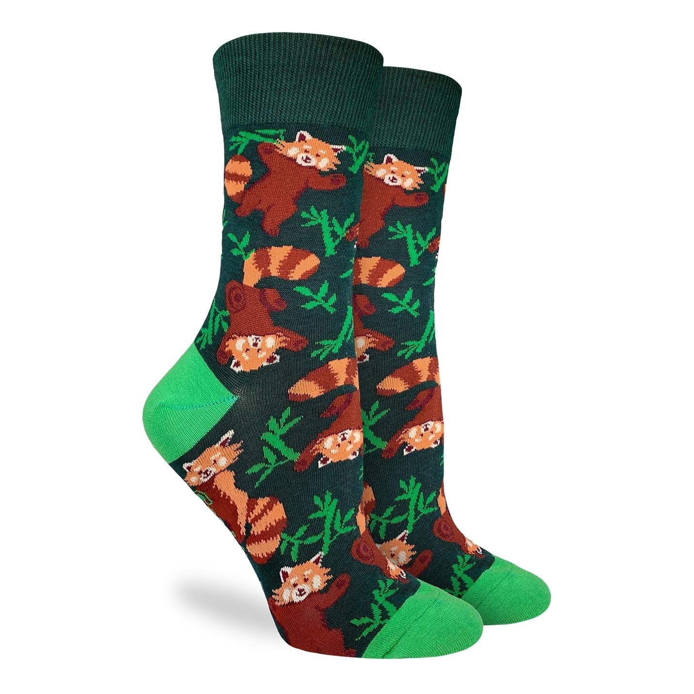 "Playful Red Pandas" Cotton Crew Socks by Good Luck Sock - Medium ...