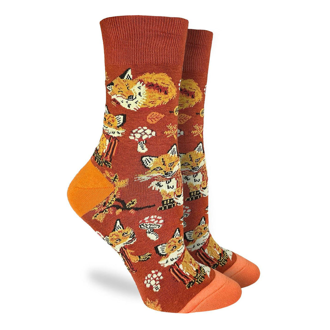 "Fall Foxes" Cotton Crew Socks by Good Luck Sock - Medium – Great Sox