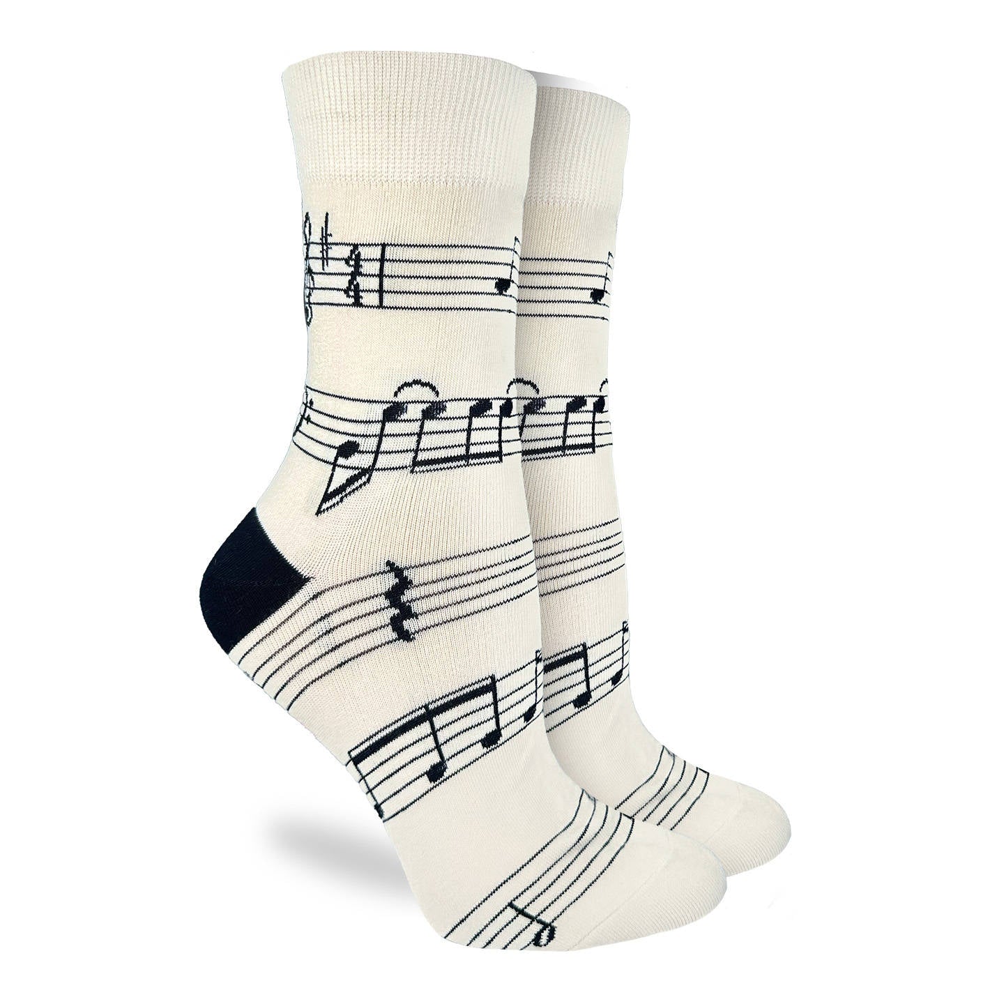 "Sheet Music" Cotton Crew Socks by Good Luck Sock - Medium – Great Sox
