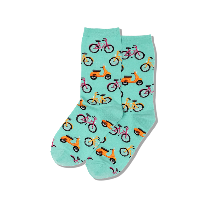 Hot Sox "Bikes and Vespas" Cotton Crew Socks - Medium – Great Sox