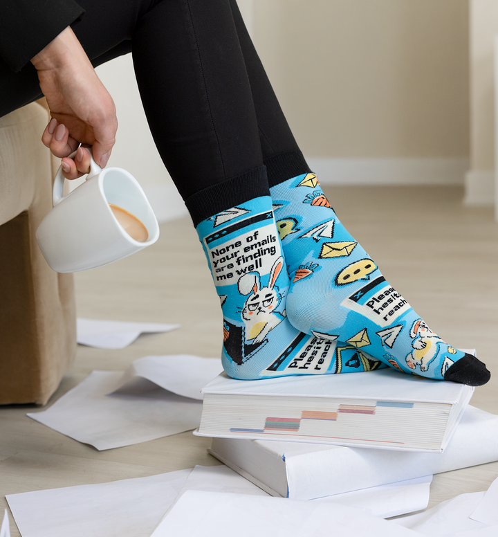 "Inbox Bunny" Cotton Crew Socks by Uptown Sox – Great Sox