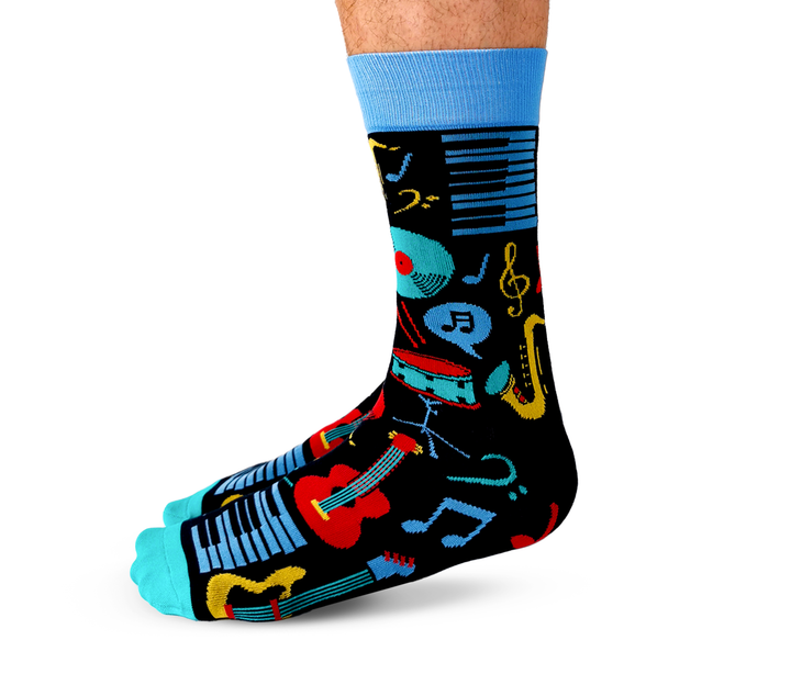 "Music Mania" Cotton Crew Socks by Uptown Sox - Large – Great Sox