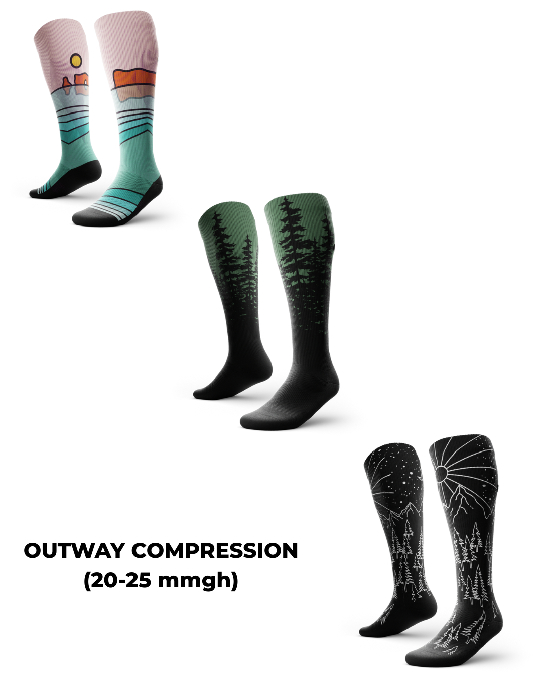 Knee High Compression Socks by Outway (20-25 mmgh) – Great Sox