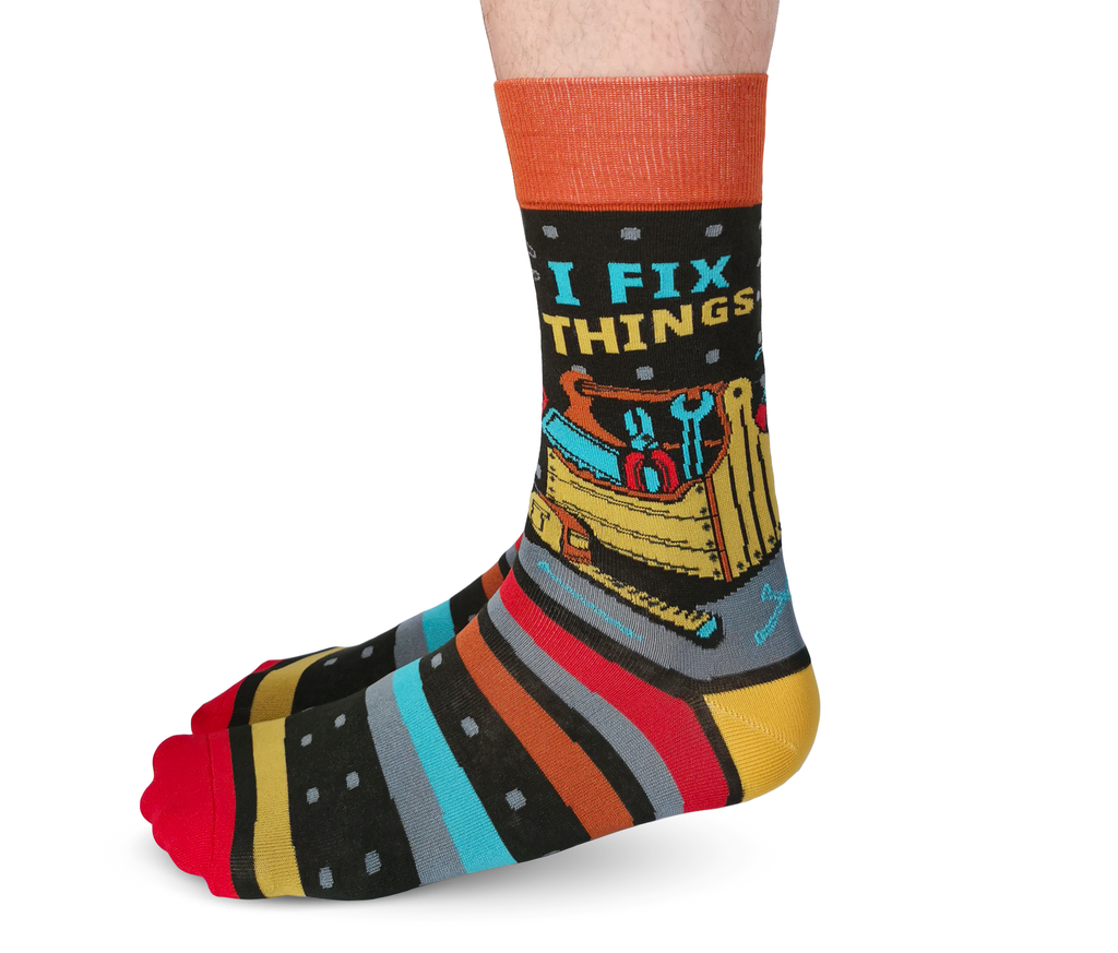 "Fix It" Cotton Crew Socks by Uptown Sox - Large – Great Sox