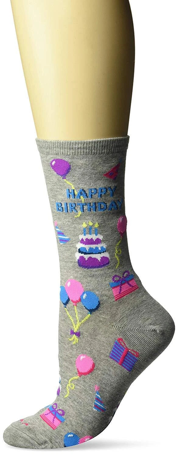 "Happy Birthday" Cotton Dress Crew Socks by Hot Sox - Medium – Great Sox