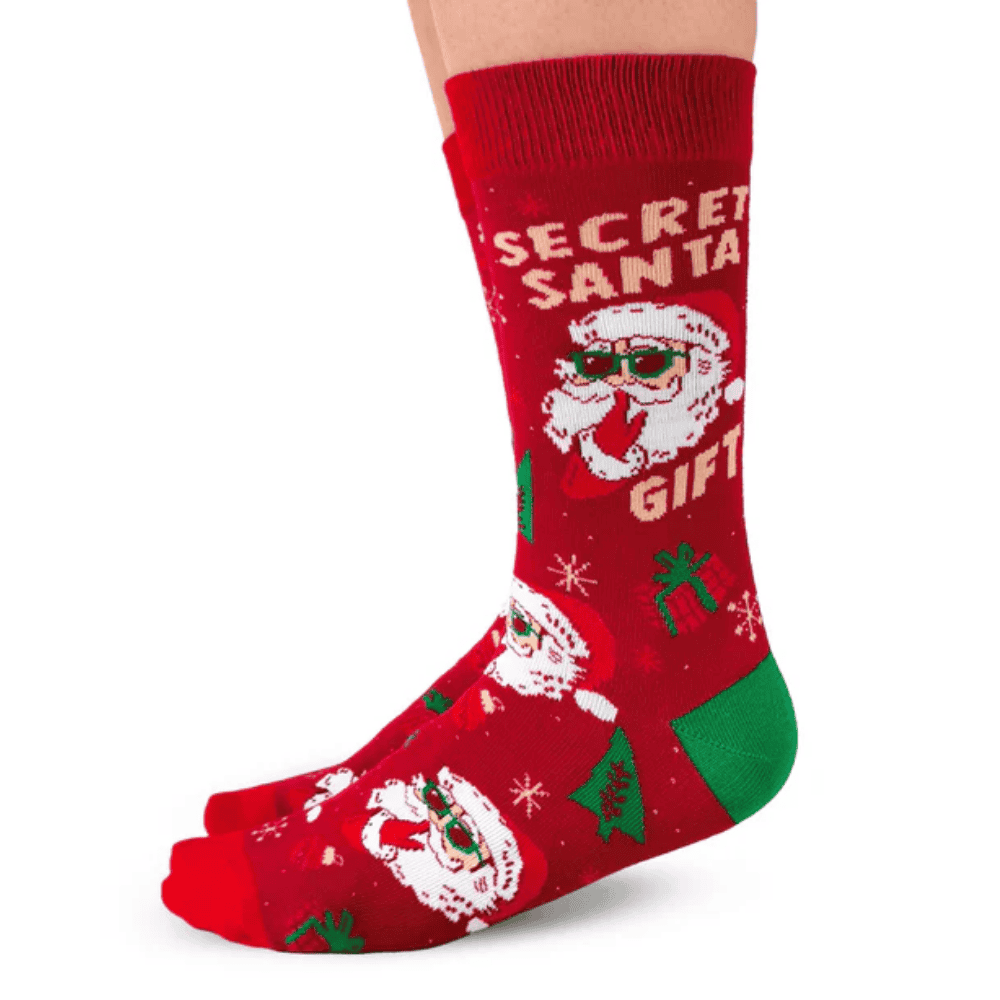 "Secret Santa" Cotton Crew Socks by Uptown Sox - Medium (CLEARANCE ...