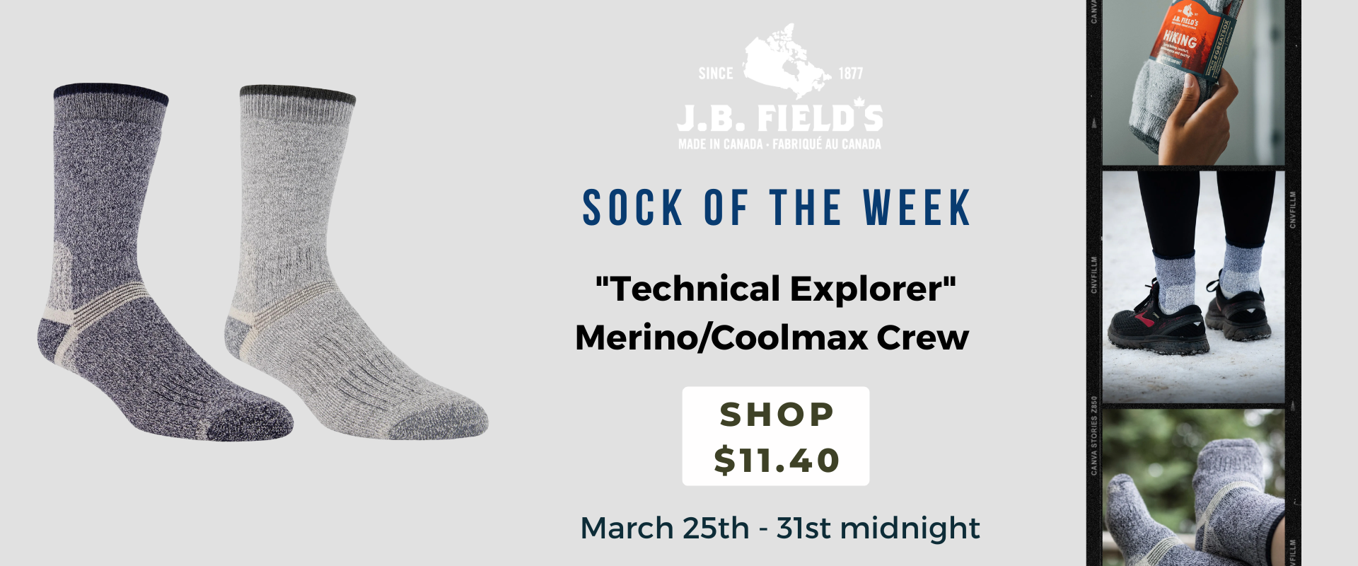 Socks made in Canada | J.B. Field's | Great Canadian Sox | Great Sox