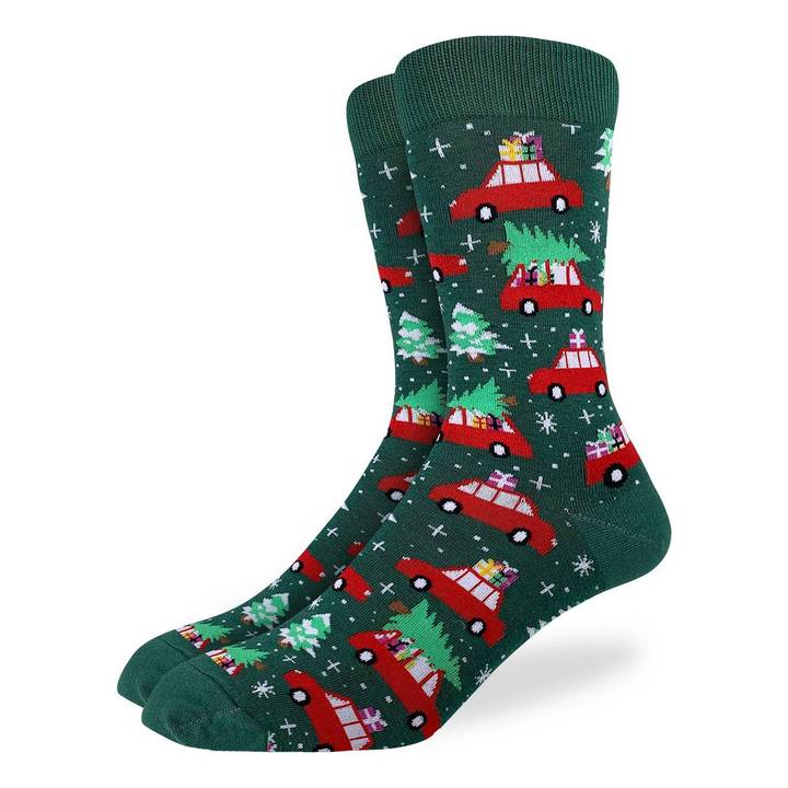 "Christmas Trees" Cotton Crew Socks by Good Luck Sock – Great Sox