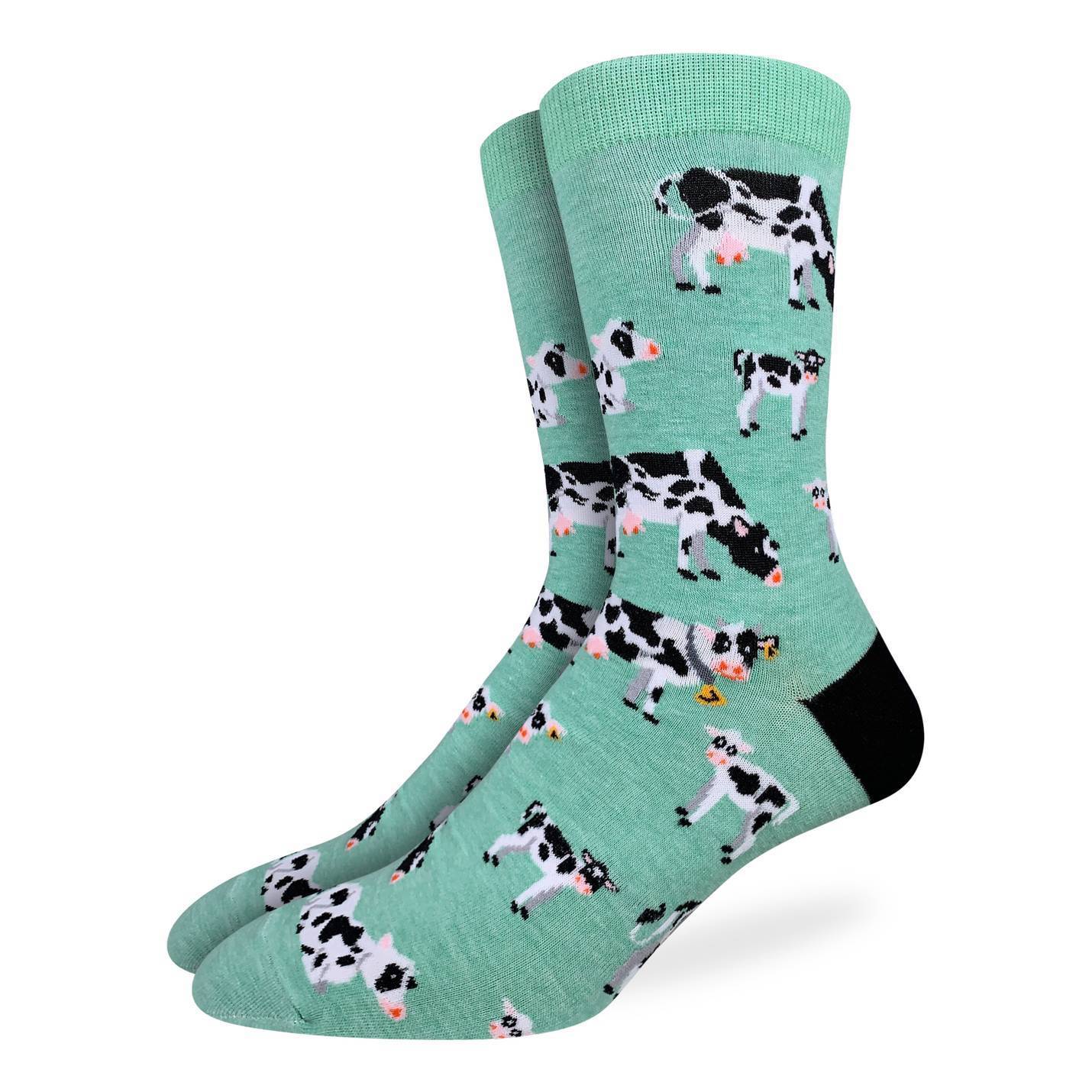 "Cows in a Field" Cotton Crew Socks by Good Luck Sock – Great Sox