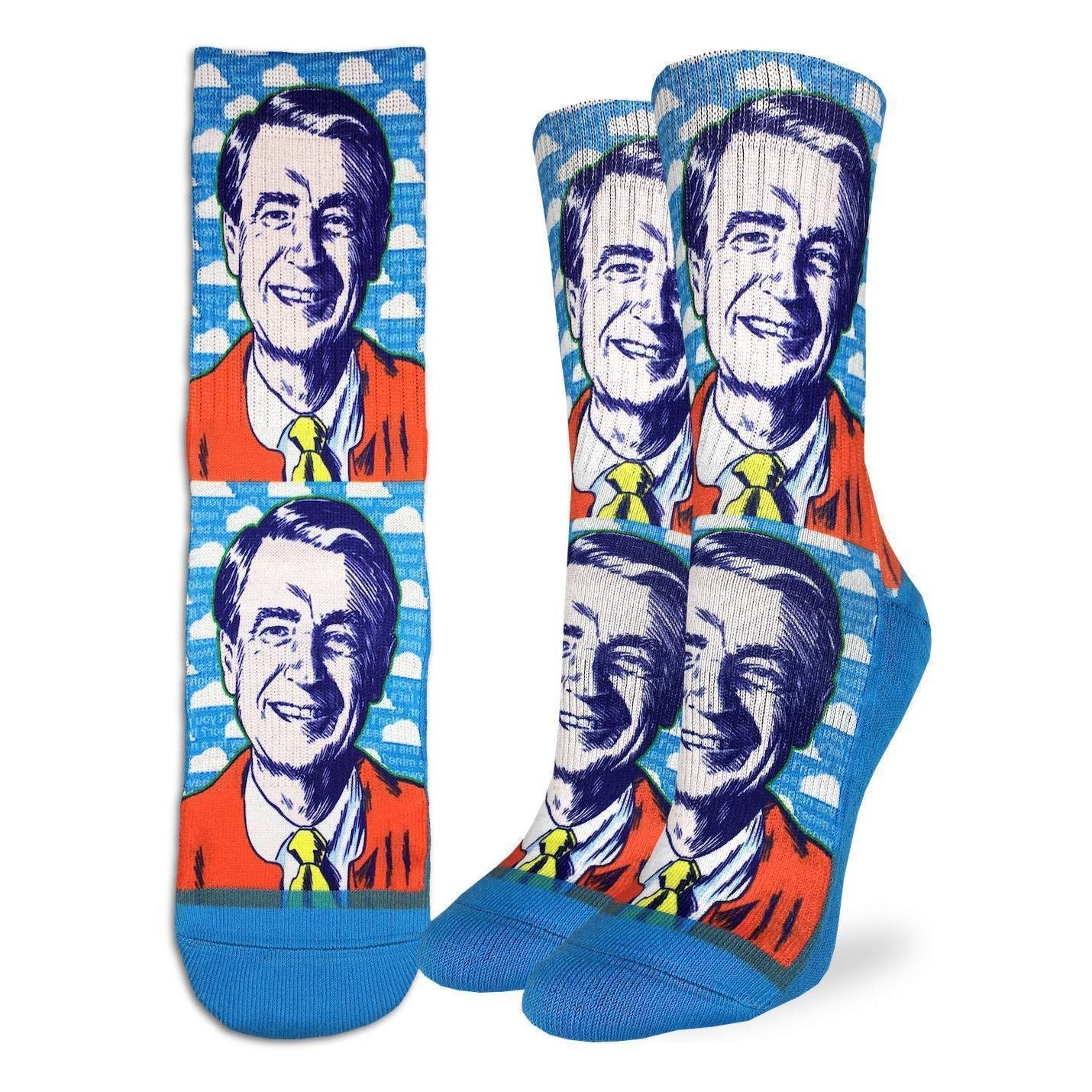 "Mister Rogers Pop Art" Crew Socks by Good Luck Sock – Great Sox