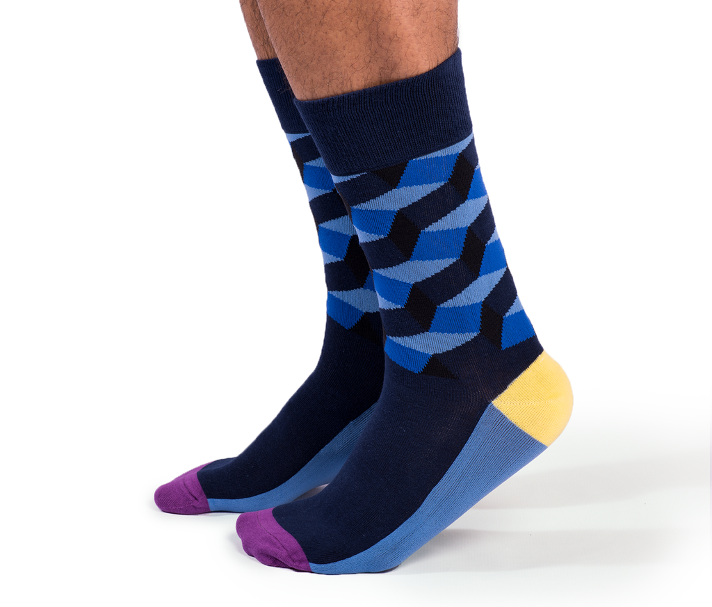 "Blue Steel" Cotton Crew Socks by Uptown Sox - Large – Great Sox