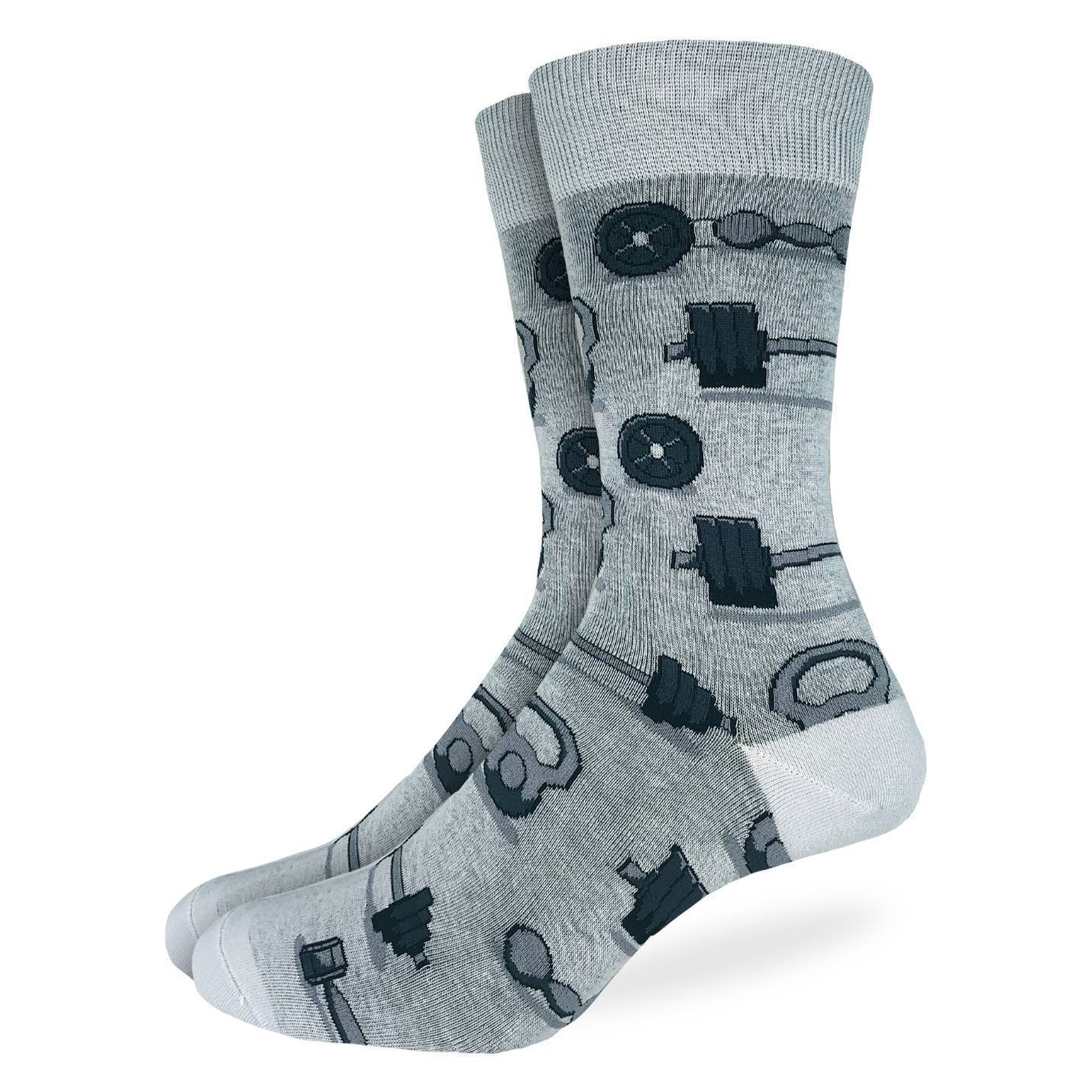 "Weights & Dumbbells" Cotton Crew Socks by Good Luck Sock – Great Sox